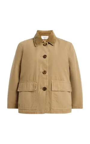 THE ROW Benka Cotton Canvas Jacket With Corduroy Collar - Neutral