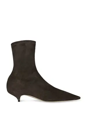 THE ROW Liisa Kitten Leather Ankle Boots