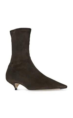 THE ROW Liisa Kitten Leather Ankle Boots