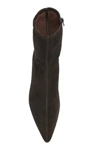 THE ROW Liisa Kitten Leather Ankle Boots