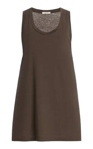 THE ROW Elana Cotton, Silk And Cashmere Tank Top - Grey