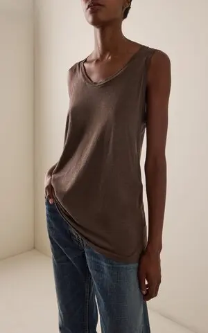 THE ROW Elana Cotton, Silk And Cashmere Tank Top