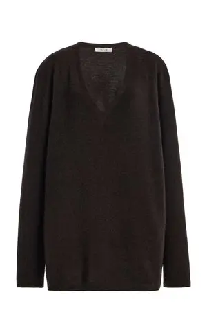 THE ROW Purin Cashmere V-neck Top - Brown