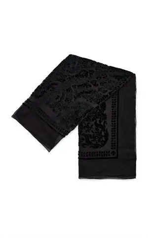 THE ROW Mitaf Embroidered Camelhair-blend Scarf - Black