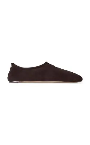 THE ROW Stellene Suede Slippers - Brown