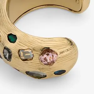 JIMMY CHOO Gold-finish Metal Maxi Bangle With Multicoloured Crystals - Silver