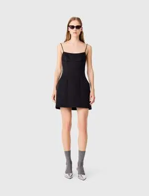 Maje Short Backless Satin Dress - Black