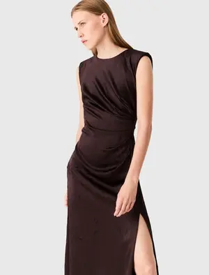 Maje Satin-effect Draped Maxi Dress
