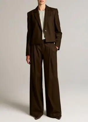 Vince Camille Italian Wool-blend Flannel Wide-leg Trouser - Pinewood