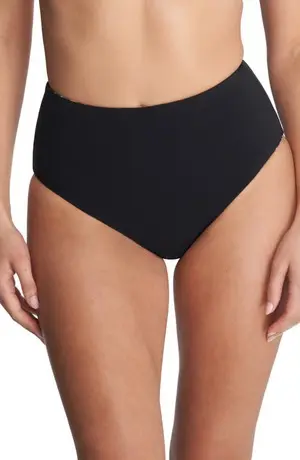 Natori Reversible High Waist Bikini Bottoms - Luxe Leopard/black