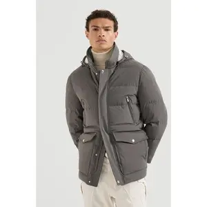 Brunello Cucinelli Stretch Bonded Nylon Down Parka With Detachable Hood