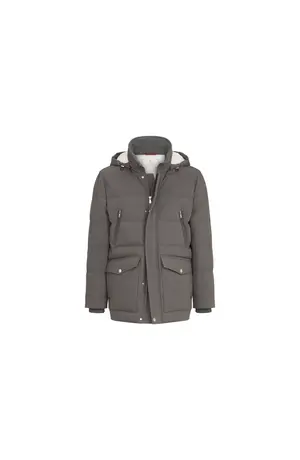 Brunello Cucinelli Stretch Bonded Nylon Down Parka With Detachable Hood