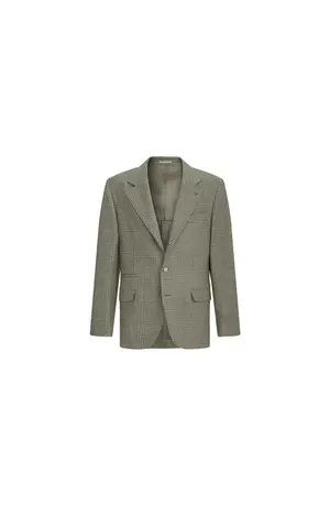 Brunello Cucinelli Comfort Wool And Cashmere Prince Of Wales Flannel Deconstructed Blazer - Military