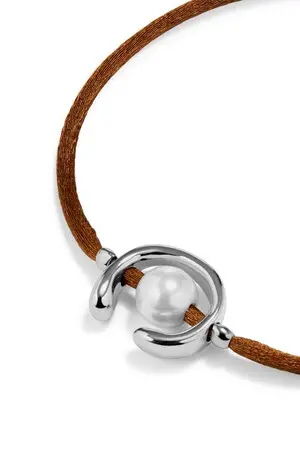 UNODE50 Brown Silk-style Thread Bracelet With Pearl Shell