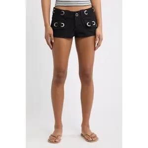 JADED LONDON Eyelet Cargo Mini Shorts - Black