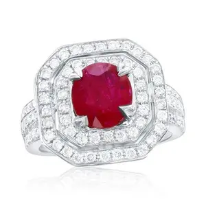 SOUZANA BY SUZY LEVIAN 14k Gold Ruby & Diamond Double Halo Ring - Red