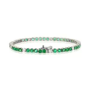 SOUZANA BY SUZY LEVIAN 14k White Gold Emerald & Diamond 5.90cttw Tennis Bracelet - Green