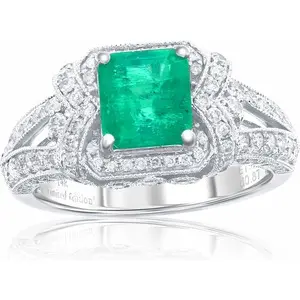 SOUZANA BY SUZY LEVIAN 14k White Gold Emerald And Diamond Ring - Green
