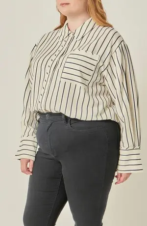 English Factory Striped Cotton Poplin Oversized Shirt