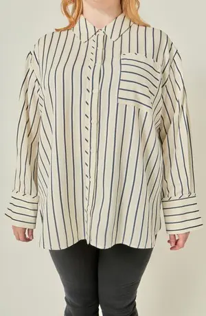 English Factory Striped Cotton Poplin Oversized Shirt