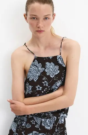 Mango Floral Tie Strap Top
