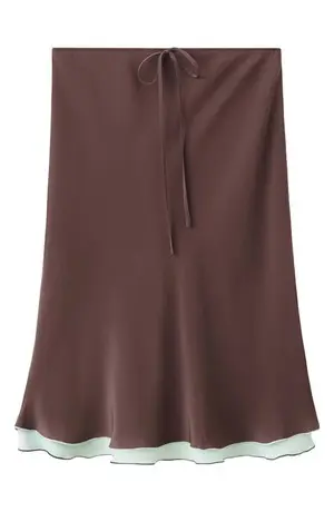 Mango Fluid Midi Skirt - Brown