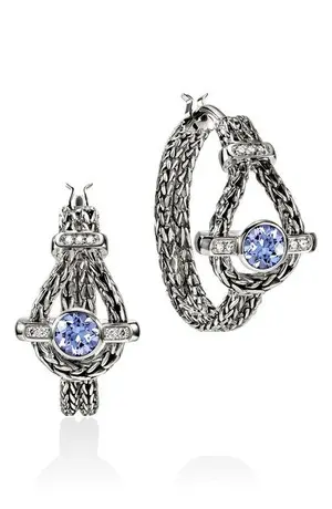 John Hardy Icon Tanzanite & Diamond Hoop Earrings - Silver