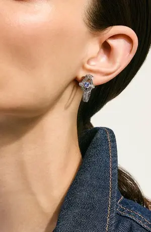John Hardy Icon Tanzanite & Diamond Hoop Earrings