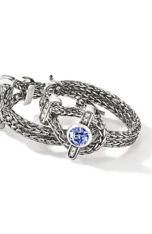John Hardy Icon Tanzanite & Diamond Hoop Earrings
