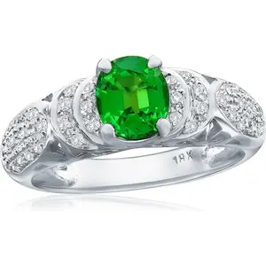 SOUZANA BY SUZY LEVIAN 18k White Gold Tsavorite Garnet And Diamond Ring - Green