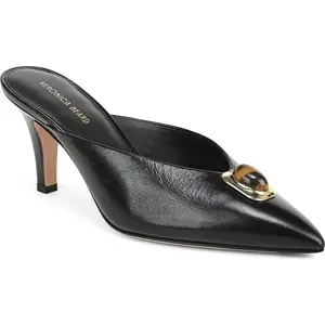 Veronica Beard Cabochon Leather Pointed Toe Mule - Black