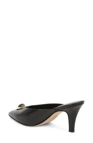 Veronica Beard Cabochon Leather Pointed Toe Mule - Black