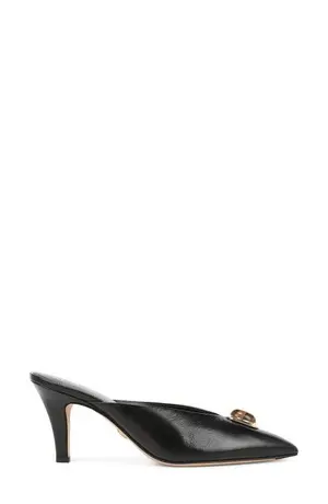 Veronica Beard Cabochon Leather Pointed Toe Mule - Black