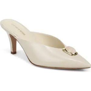 Veronica Beard Cabochon Leather Pointed Toe Mule - Limestone