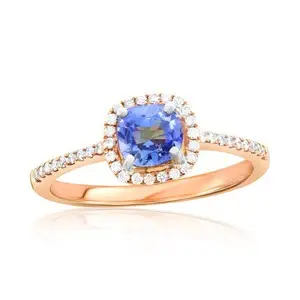 SOUZANA BY SUZY LEVIAN 14k Rose Gold Tanzanite & Diamond Halo Ring - Blue