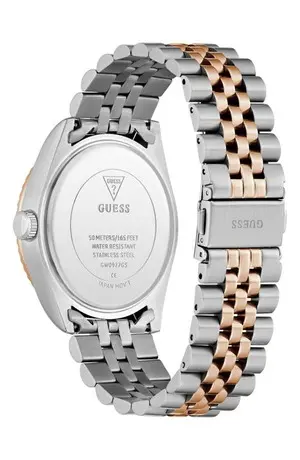 Guess Stainless Steel Bracelet Watch With Date Window And 24-hour Subdial