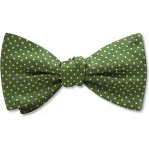 BEAU TIES OF VERMONT Oriel Silk Woven Bow Tie - Olive Pre-tied