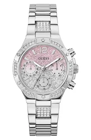 Guess Silvertone Multifunction Bracelet Watch
