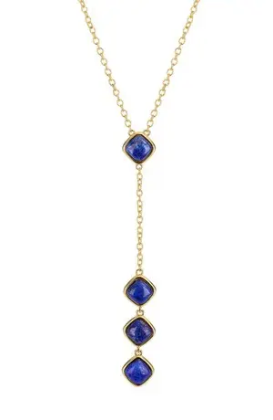 ATHRA LUXE Y-necklace With Square-cut Stones - Gold