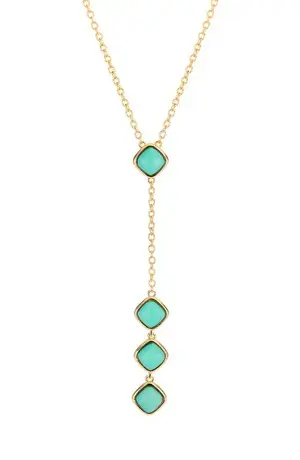 ATHRA LUXE Y-necklace With Square-cut Stones - Gold