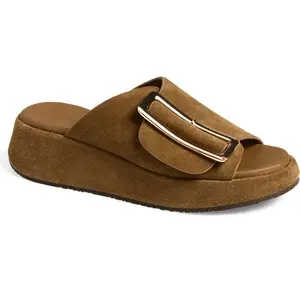 CHOCOLAT BLU Elara Platform Slide Sandal - Camel Suede