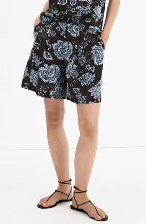 Mango Pleated Floral Shorts