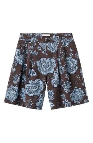 Mango Pleated Floral Shorts