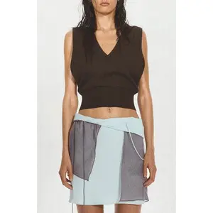 Mango Knit V-neck Vest - Coffee