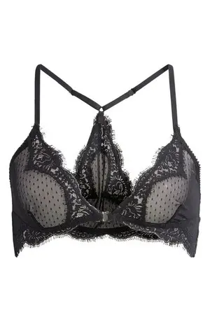Free People Fiona Front Close Bralette Black