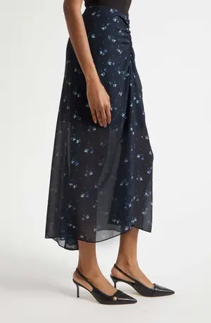 Veronica Beard Limani Ruched Midi Skirt