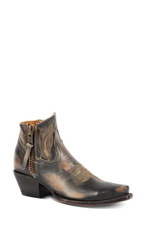 FREEBIRD Wolfie Western Bootie With Stacked Heel - Black
