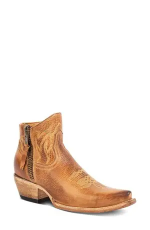 FREEBIRD Wolfie Western Bootie With Stacked Heel - Wheat
