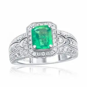 SOUZANA BY SUZY LEVIAN 14k White Gold Emerald And Diamond Ring - Green