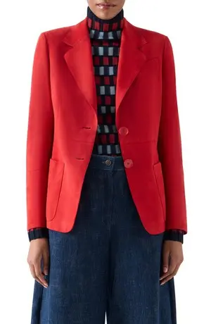 Akris Tailored Suede Blazer - Rusty Red